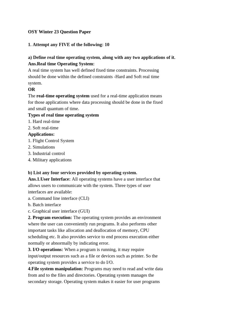 OSY Winter 23 | PDF | Process (Computing) | Computer Data Storage