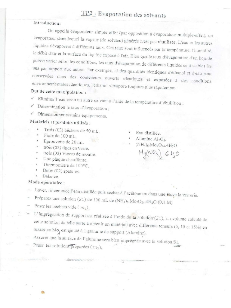 TP2 Evaporation | PDF