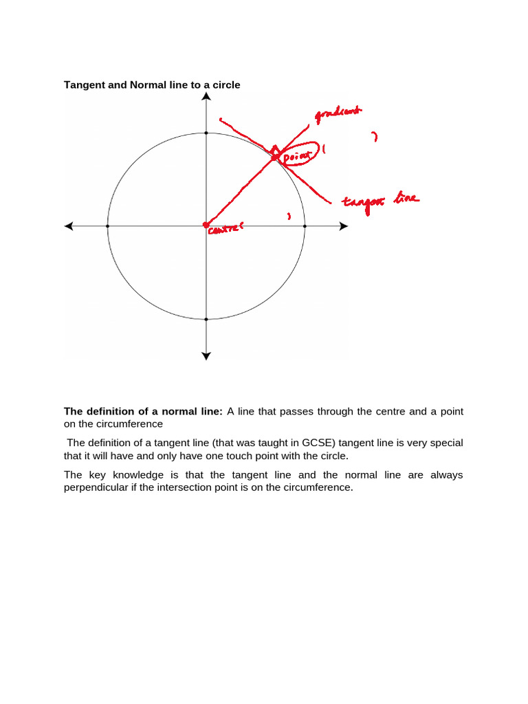 Tangent and Normal Lines to Circles | PDF | Circle | Tangent