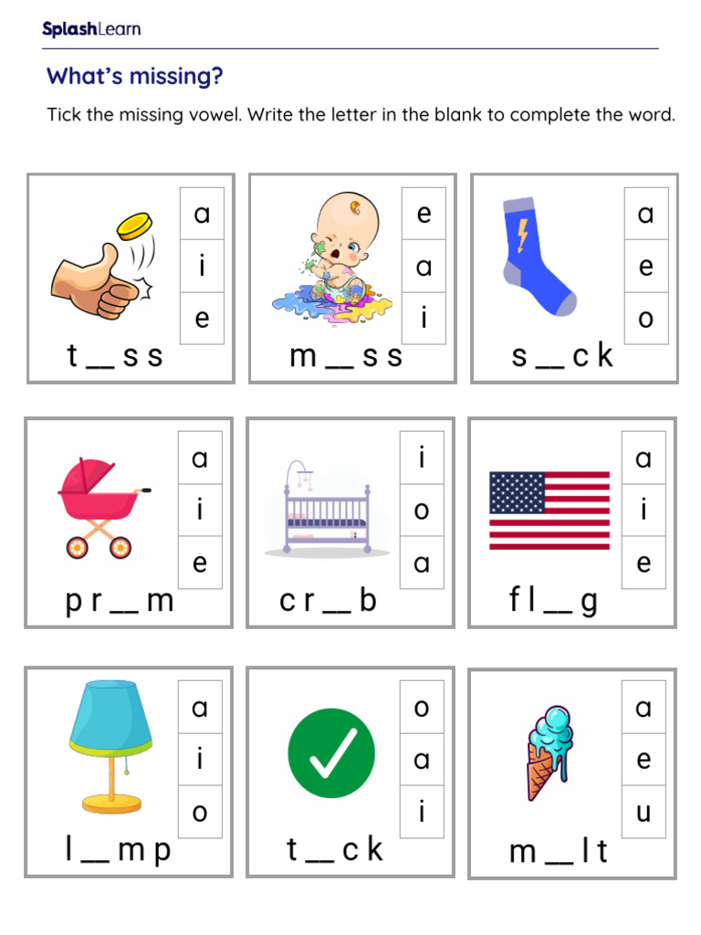 The Missing Vowel Worksheet | PDF
