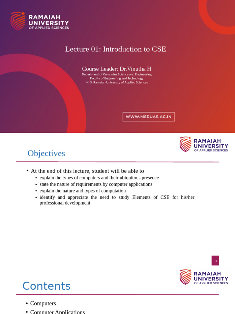 01 - Introduction To CSE | PDF | Software | Operating System