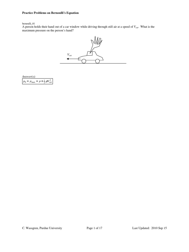 Bernoulli PracticeProblems | PDF | Pressure | Fluid Dynamics