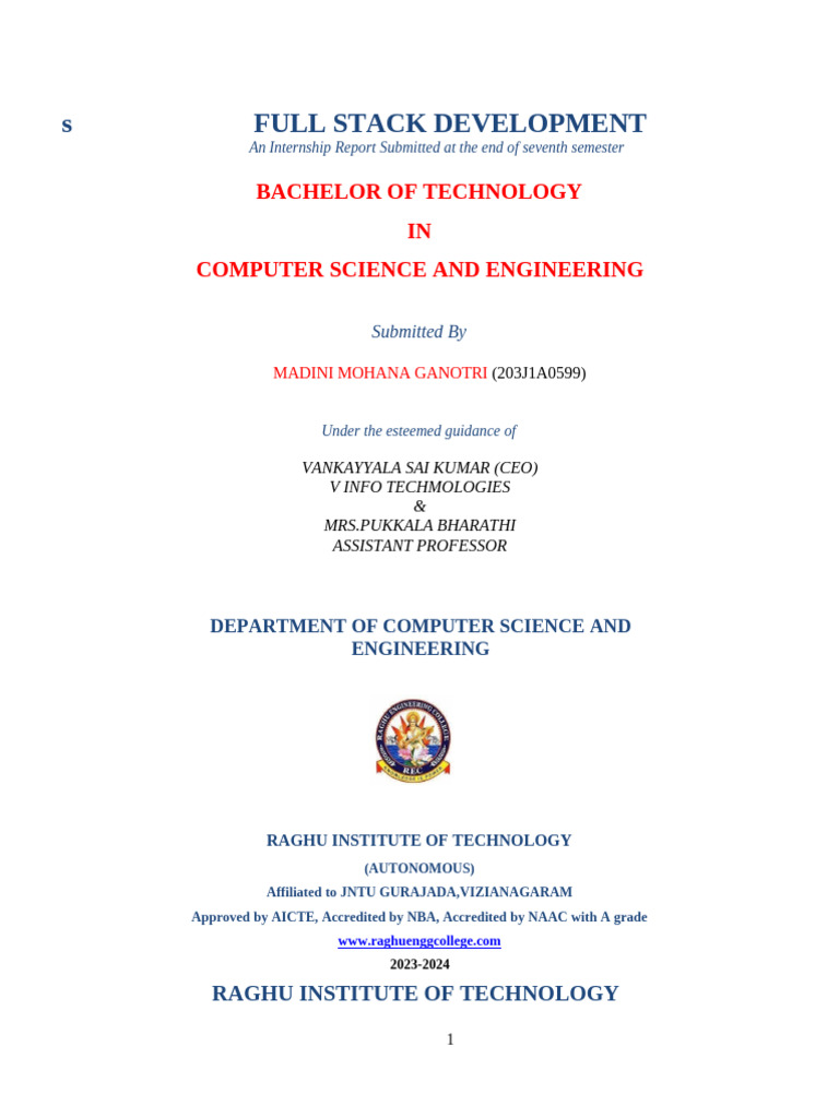 Internshipreport 203j1a0599 | PDF | Websites | World Wide Web