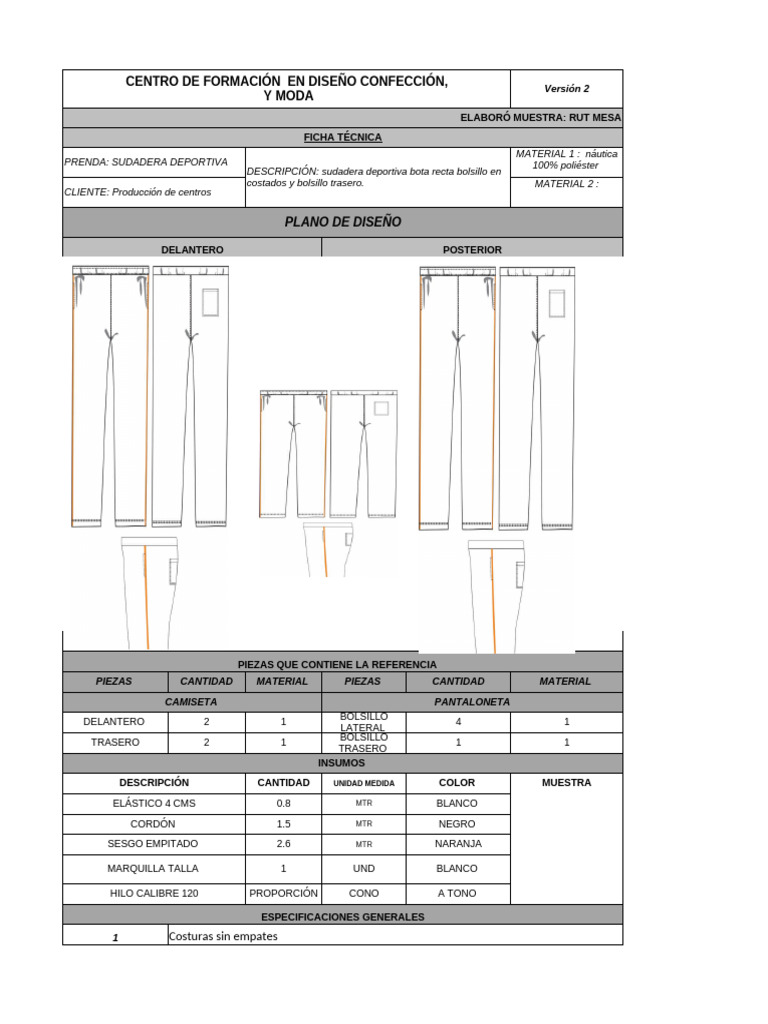 CF16 B 4 Ficha Tecnica Sudadera Deportiva | PDF