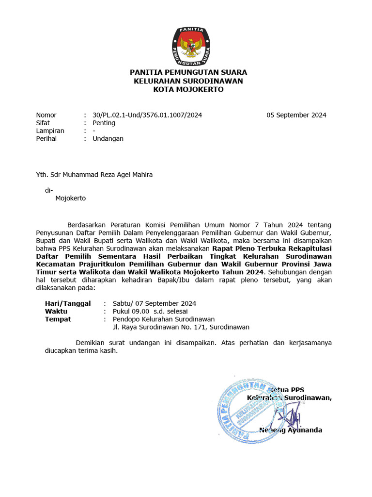 Undangan DPSHP Pilkada 2024 - M Reza | PDF