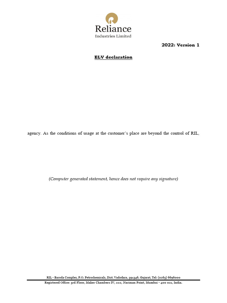 ELV Declaration for H350EC Grade | PDF | Computers