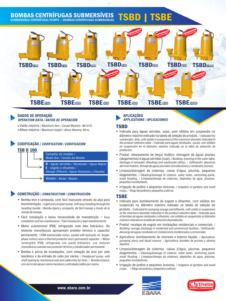 Bombas Submersíveis para Esgoto e Irrigação | PDF | Líquidos | Hidrologia
