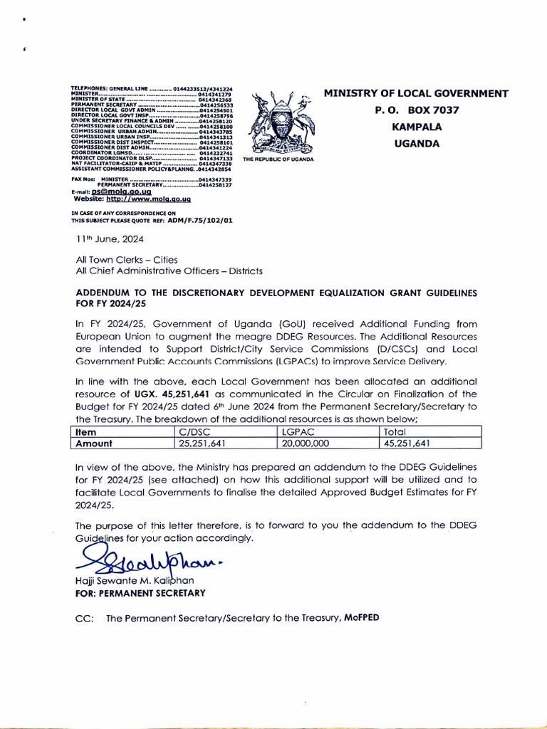 Addendum To The DDEG Guidelines For FY2024-25 | PDF | Government