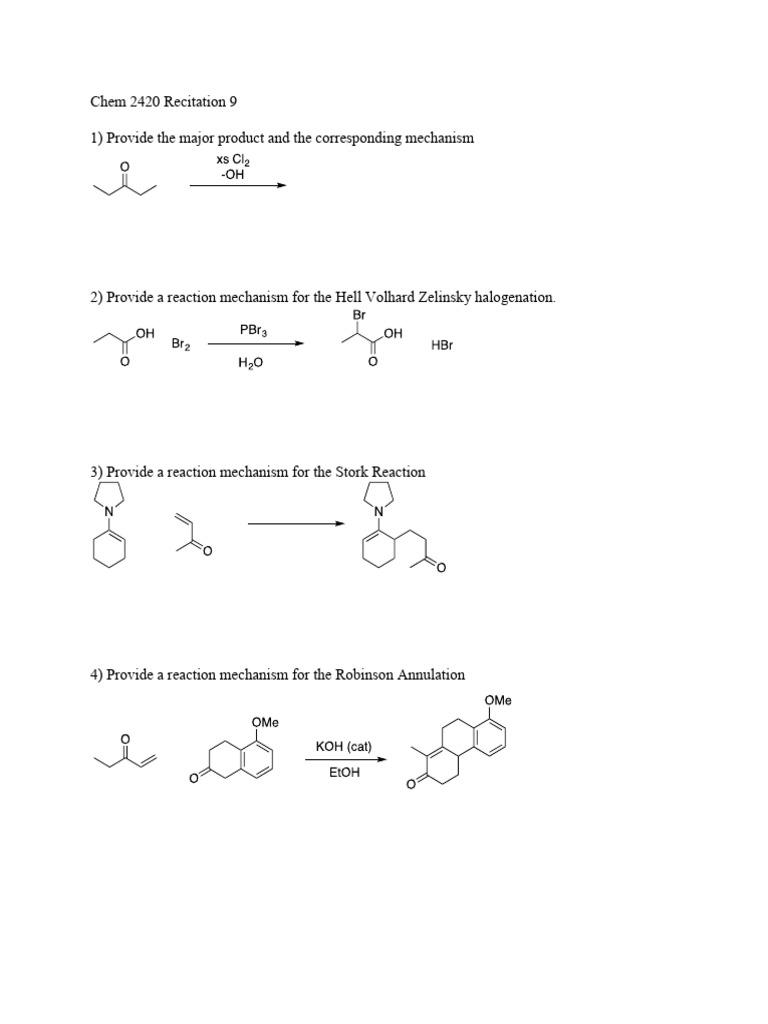 Chem 2420 Recitation Week 9 | PDF | Science & Mathematics