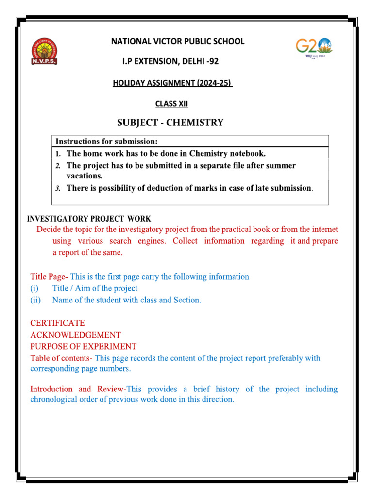 Chemistry HHW | PDF