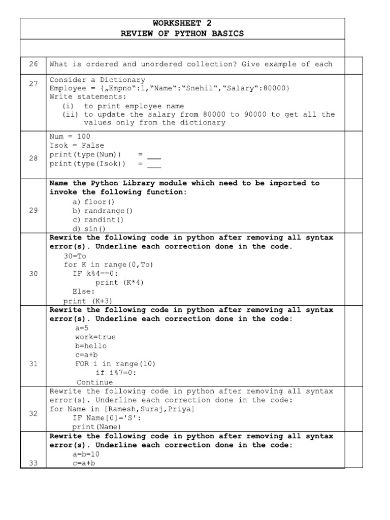 Worksheet 2 - CH 1 | PDF
