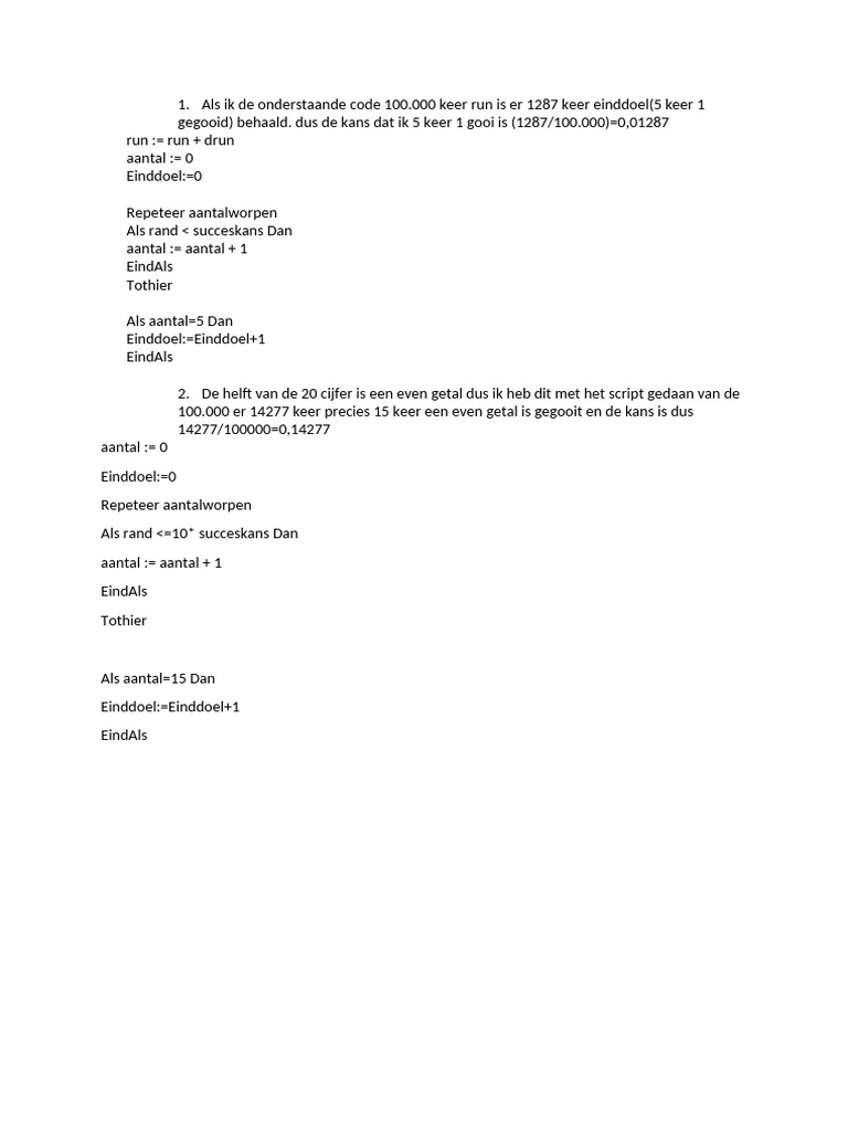 Wiskunde D Opdracht 4 Dobbelsteen en Blut | PDF