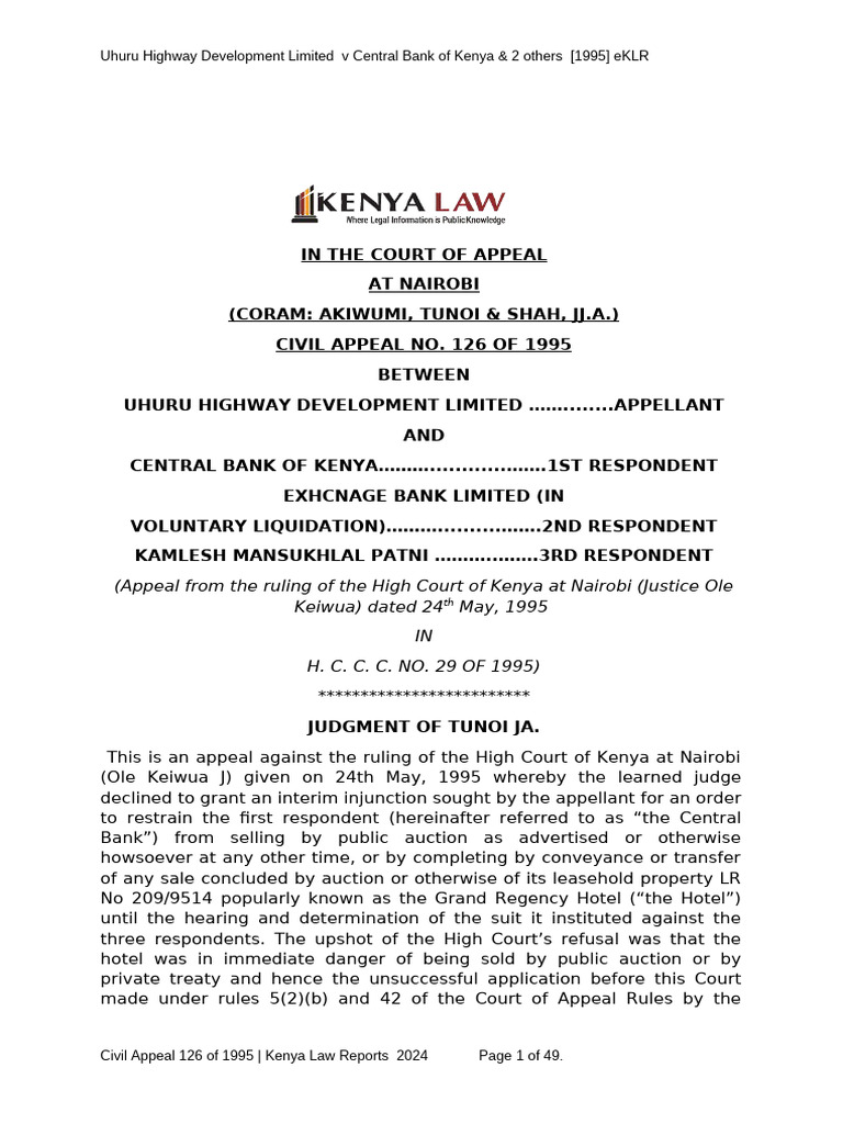 Civil Appeal 126 of 1995 | PDF | Precedent | Appeal