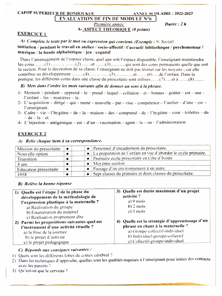 Évaluation de Fin de Module 6 | PDF