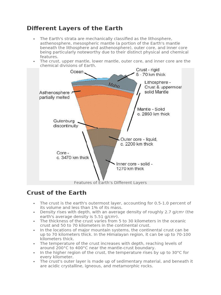 Different Layers of The Earth | PDF | Earth | Crust (Geology)
