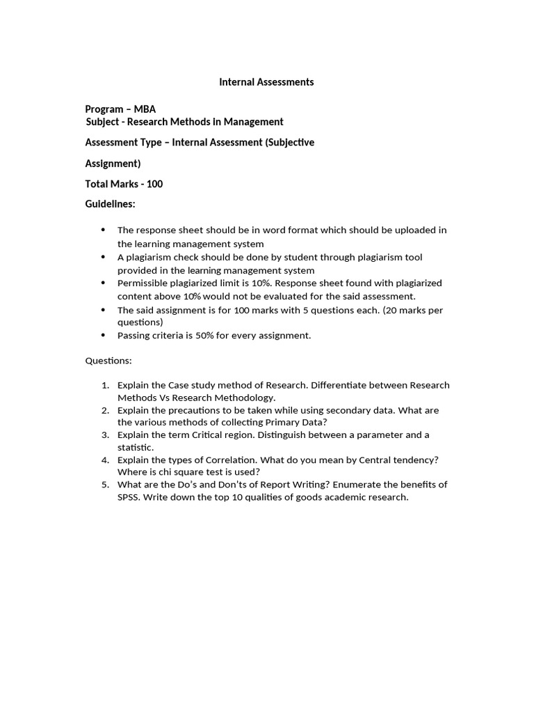 Research Methods in Management-Assignment 2 | PDF