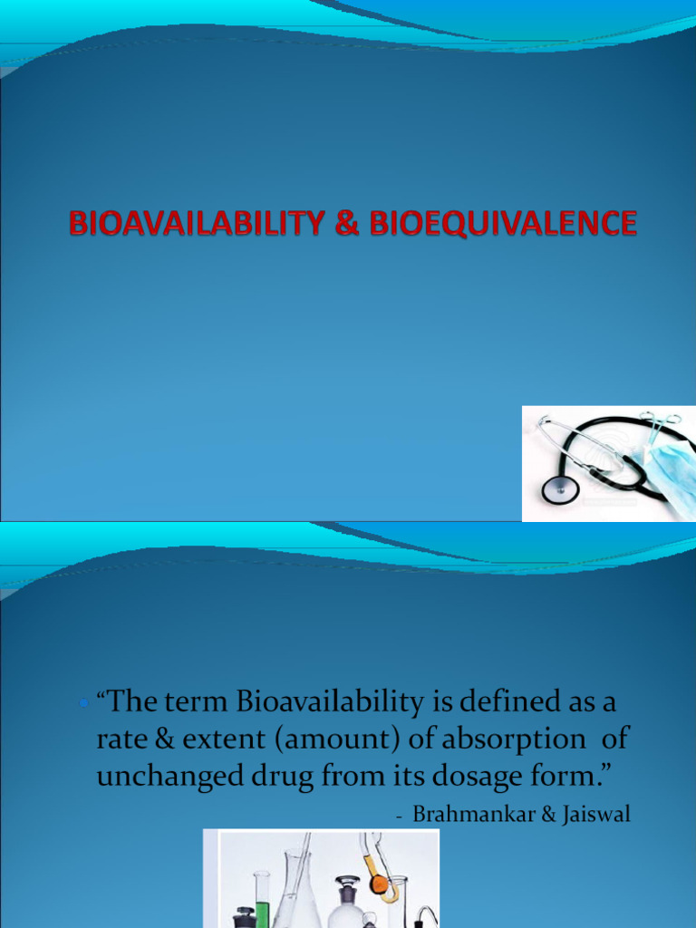 Bioavailability Study Objectives | PDF | Bioavailability | Pharmacokinetics