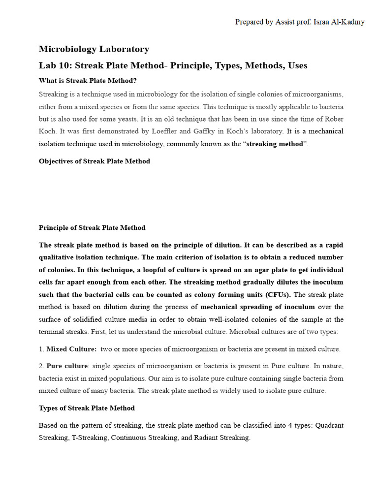 Plate technique | PDF | Microscopy | Laboratory Techniques
