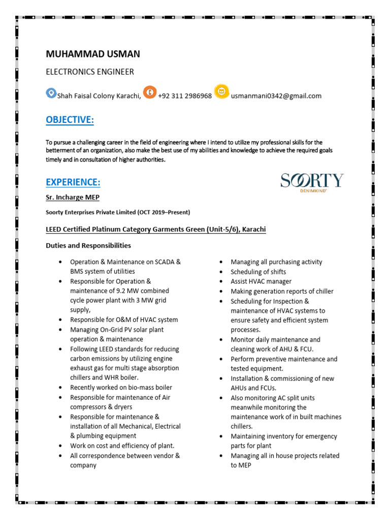 MUHAMMAD USMAN CV | PDF | Sustainable Technologies | Engineering