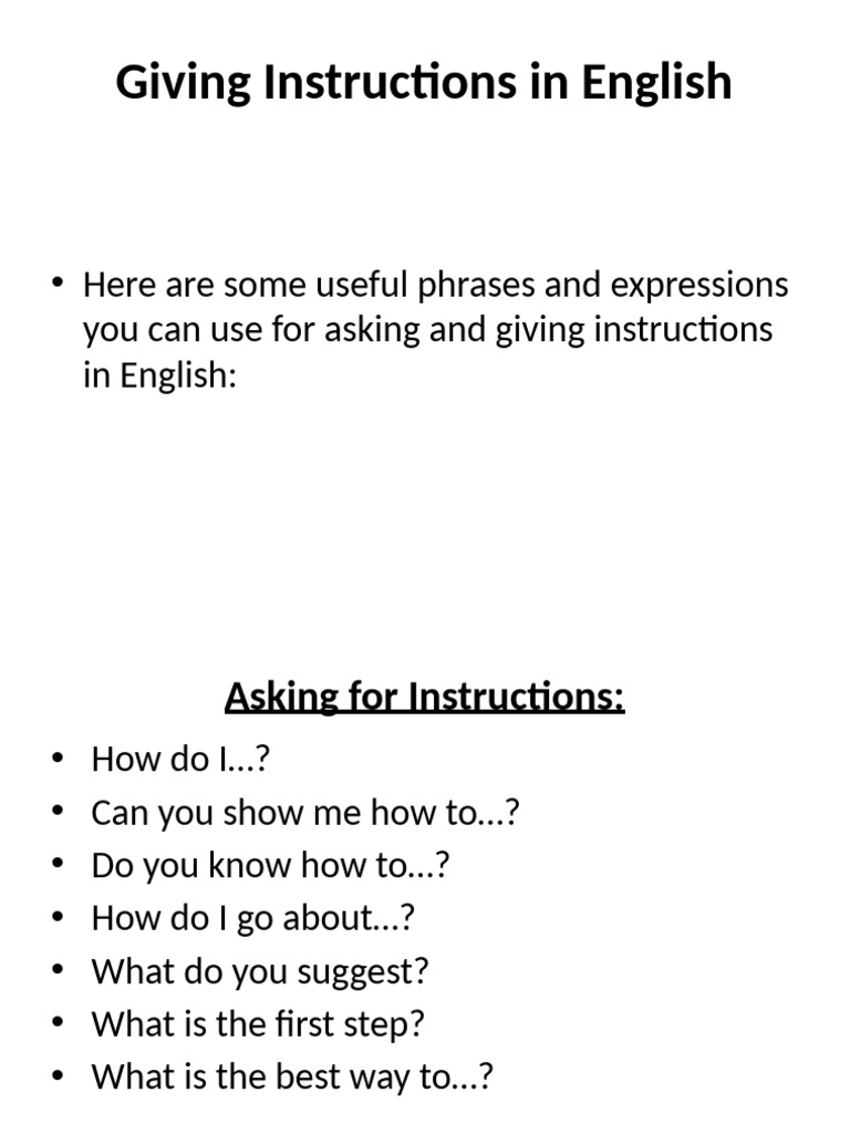 Asking and Giving Instructions in English | PDF