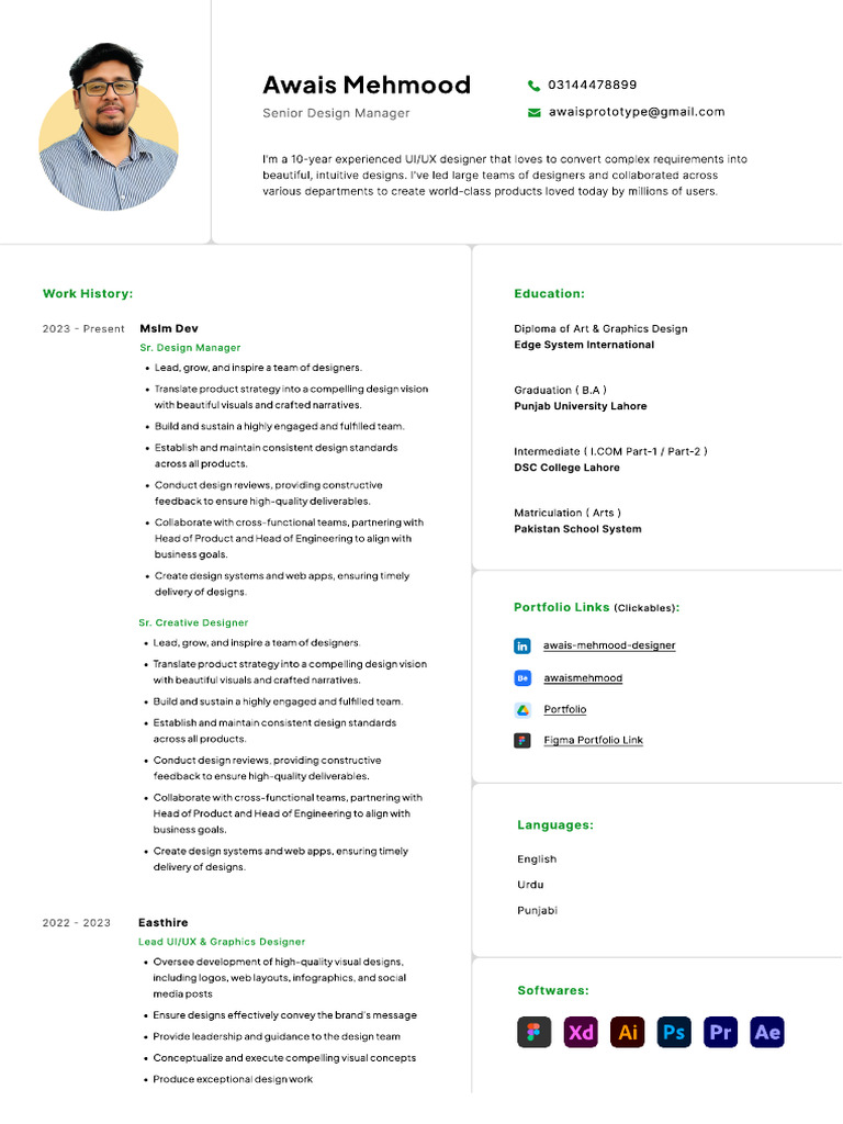 Awais Mehmood Designer CV-HD-2024 | PDF | User Interface | Design