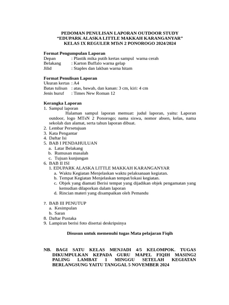 Laporan Outdoor Study Manasik Haji | PDF