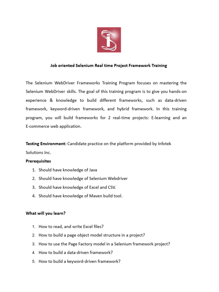 Job Oriented Selenium Real Time Project Framework Training | PDF ...