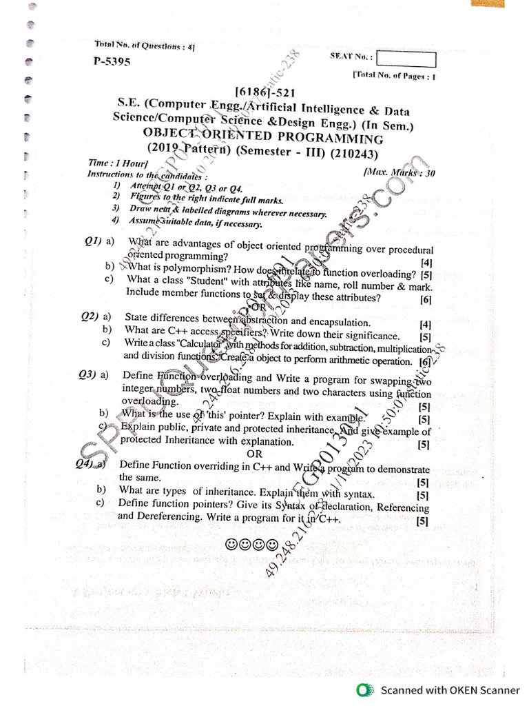 Insem QP With Answer | PDF