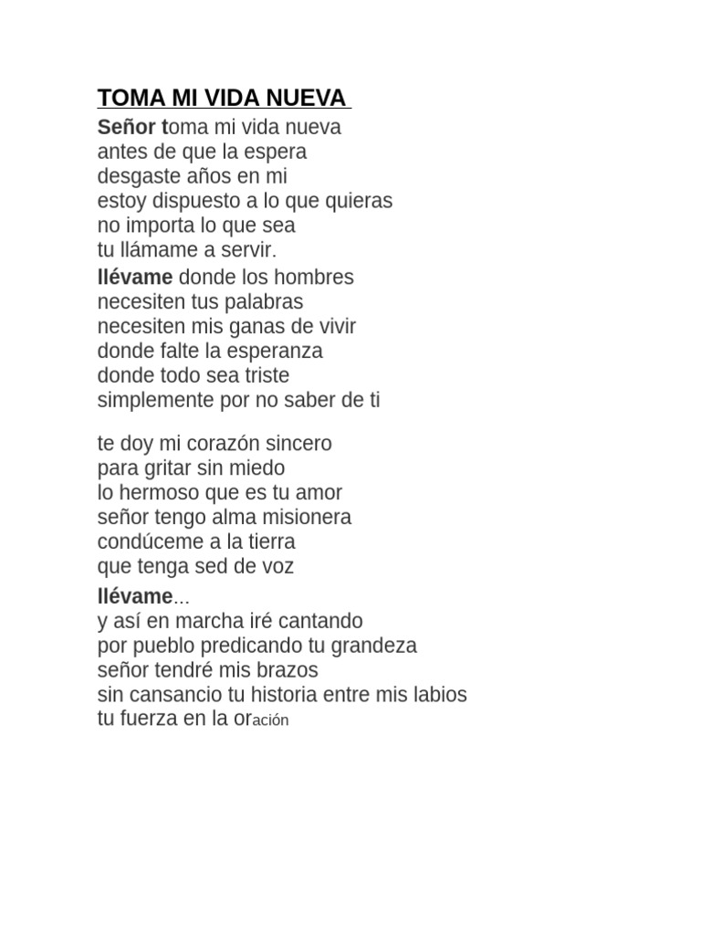 Toma Mi Vida Nueva | PDF | Poesía