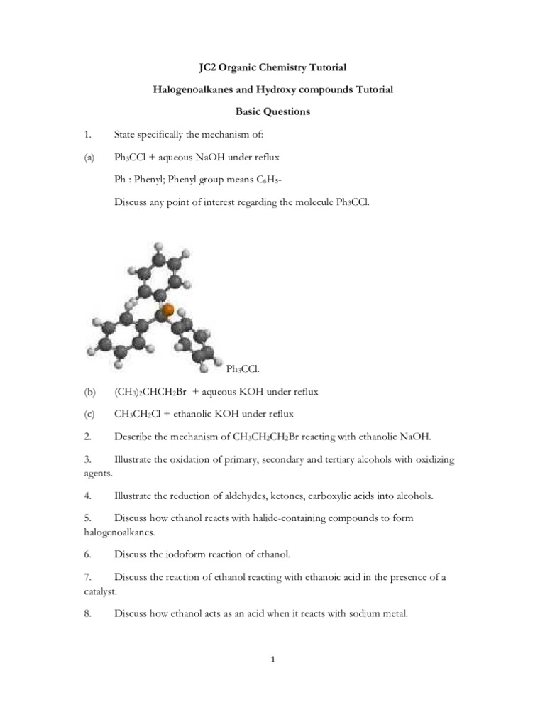 A Level Organic Chemistry Alcohols Tutorial | PDF