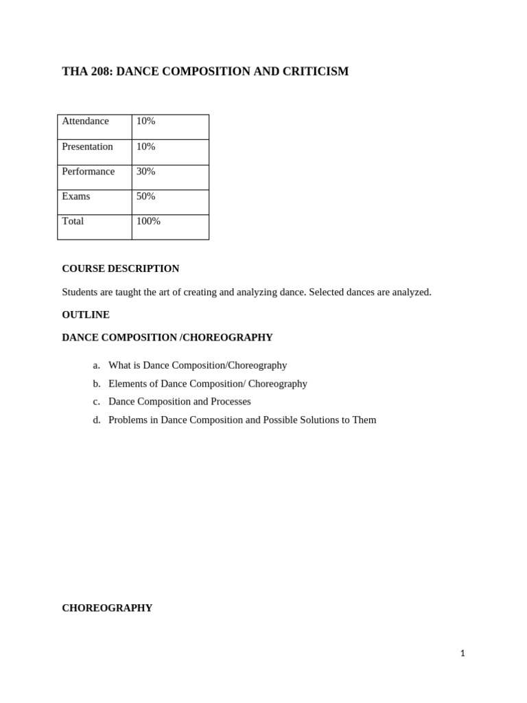 Dance Composition and Choreography Guide | PDF | Choreography | Dances