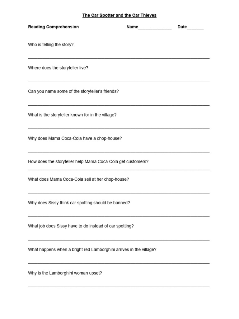 Car Spotting and Theft in the Village | PDF | Games & Activities