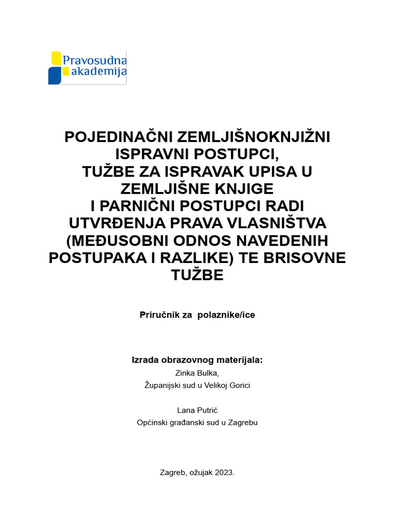 Pojedinacni Zemljisnoknjizni Ispravni Postupci | PDF