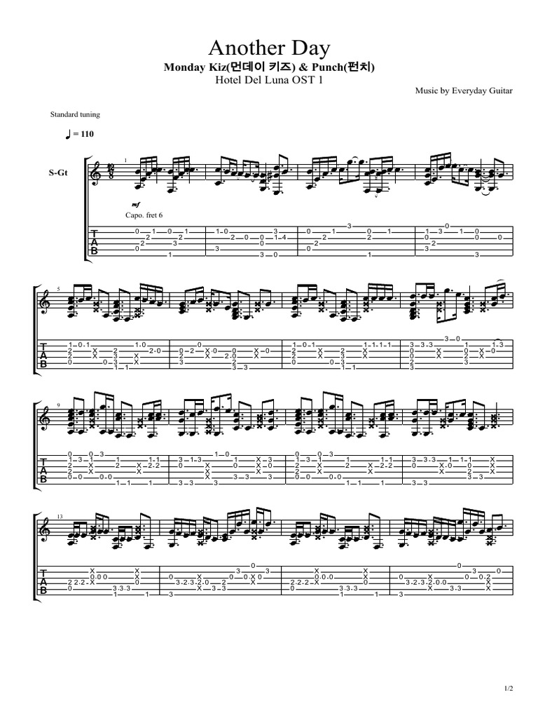Guitar Tabs for "Another Day" OST | PDF | Guitar Family Instruments ...