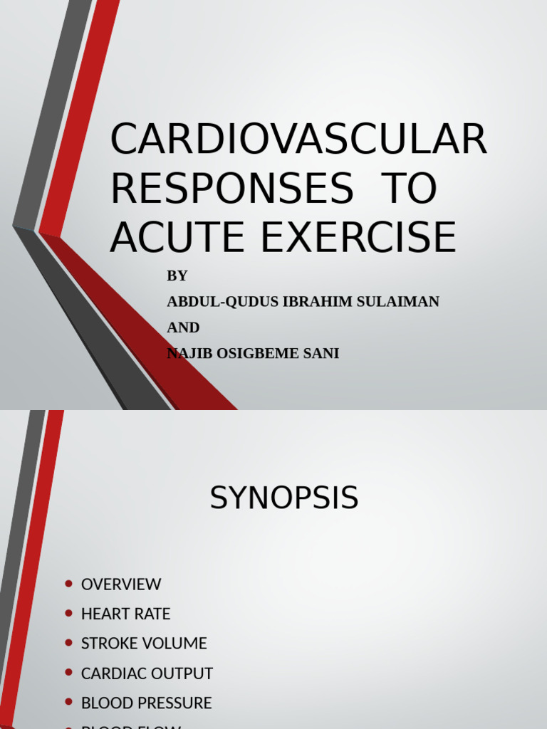 Acute Cardiovascular Response or Adaptation To Exercise - 052949 | PDF ...
