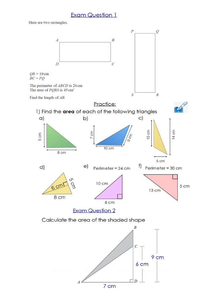 Workpack Area Revision Maths | PDF