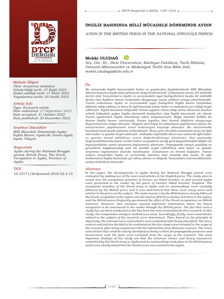 Ingiliz Basininda Milli Mucadele Donemin | PDF