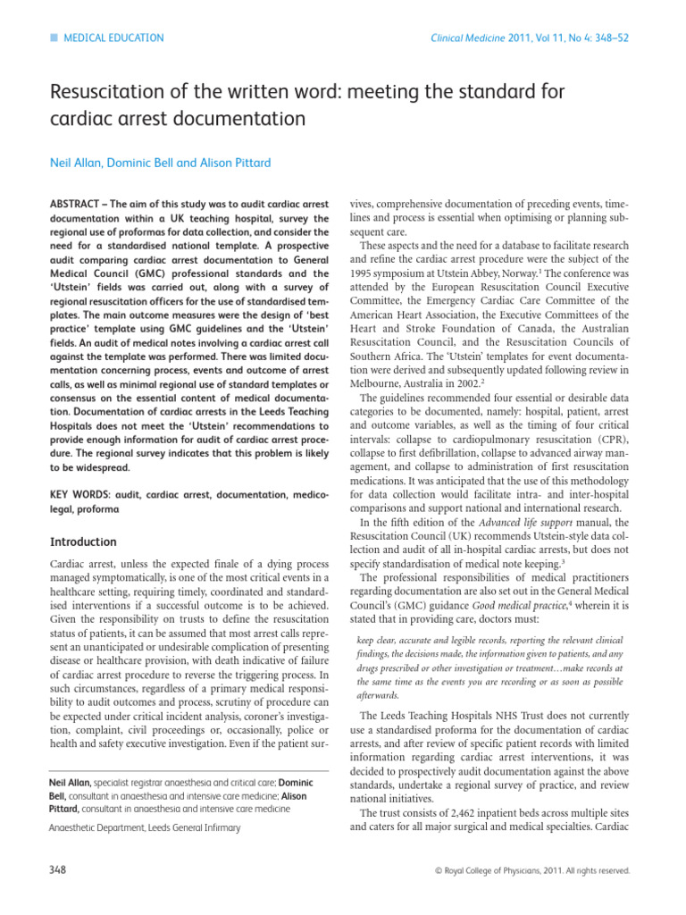 Clinmed-11-4-348 Resus Notes | PDF | Cardiopulmonary Resuscitation ...