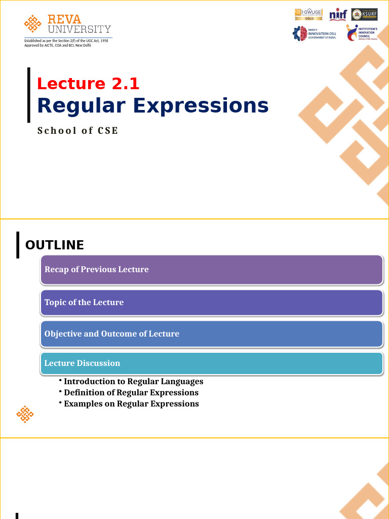 FAFL Final Lecture 2.1 | PDF | Regular Expression | String (Computer Science)