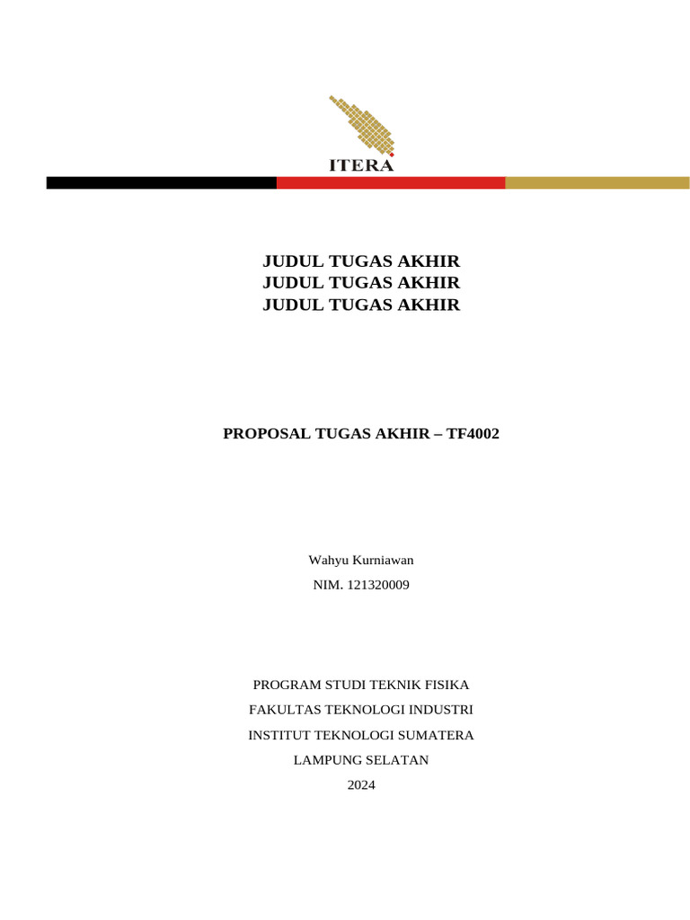 Proposal Tugas Akhir Teknik Fisika 2024 | PDF | Seni