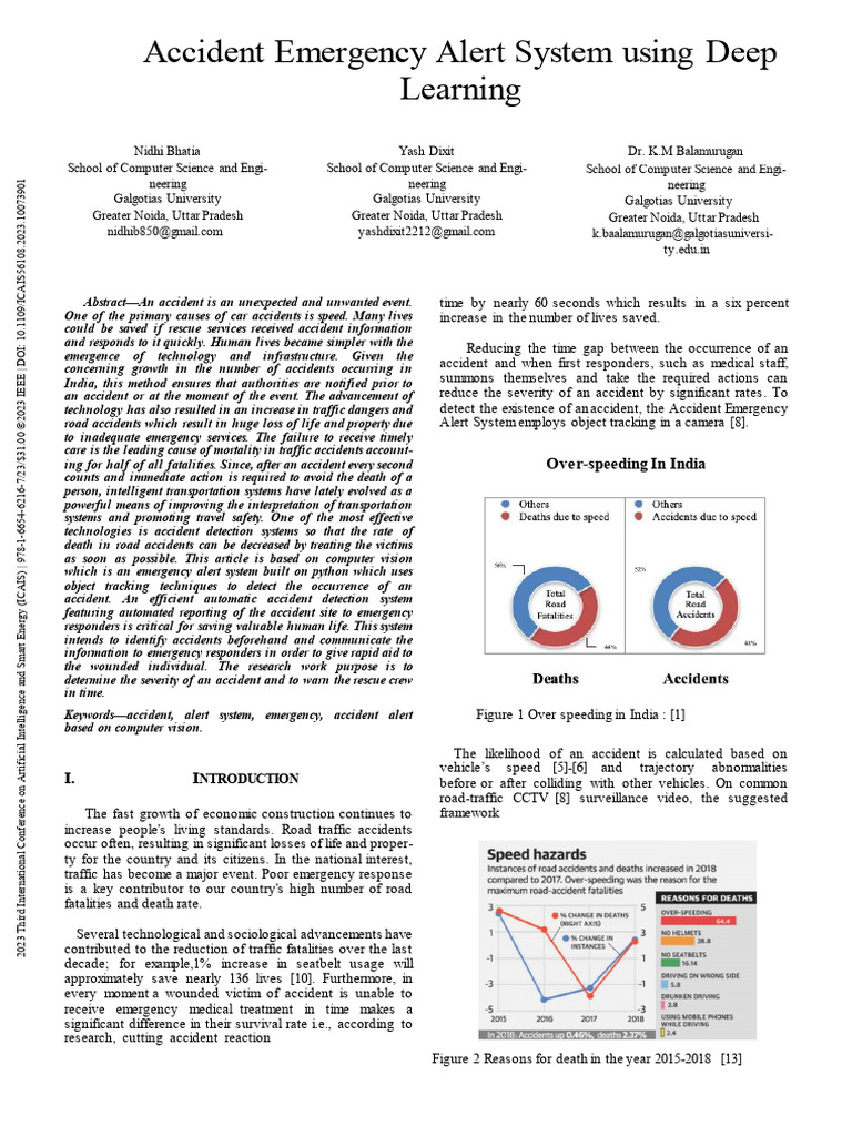 Accident Emergency Alert System Using Deep Learning | PDF | Traffic ...