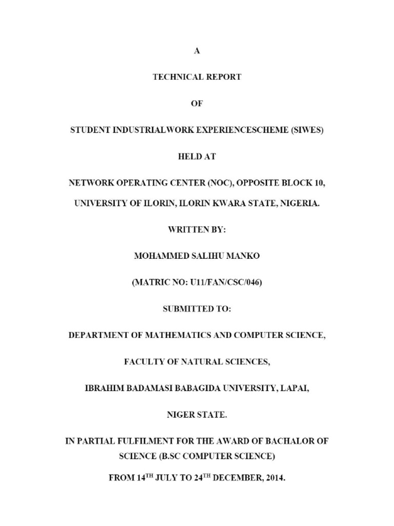 Siwes Report Networking | PDF