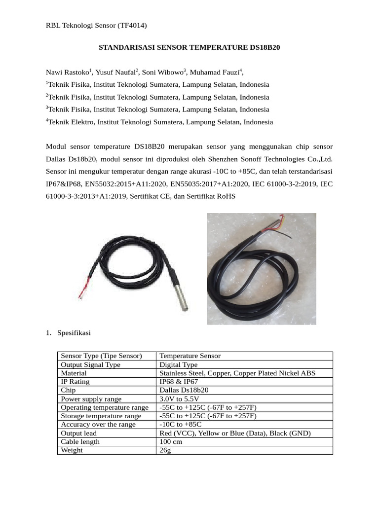 Standarisasi Sensor Temperature Ds18b20 | PDF