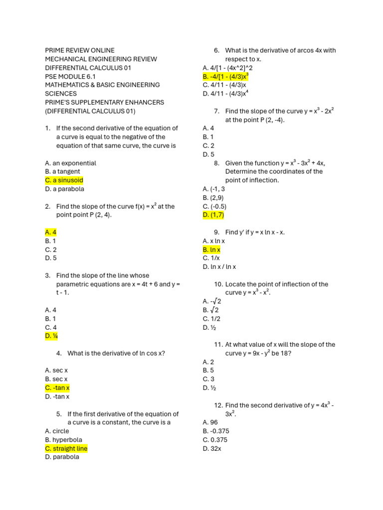 DIFFCAL 1 | PDF | Tangent | Derivative