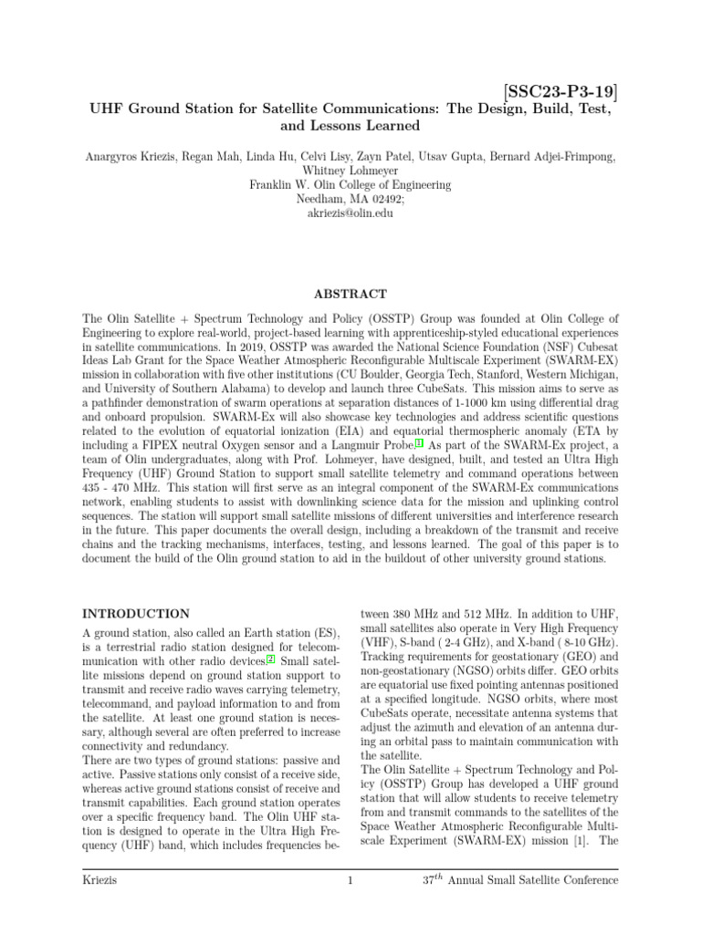 UHF Ground Station For Satellite Communications - The Design Buil | PDF | Software Defined Radio ...