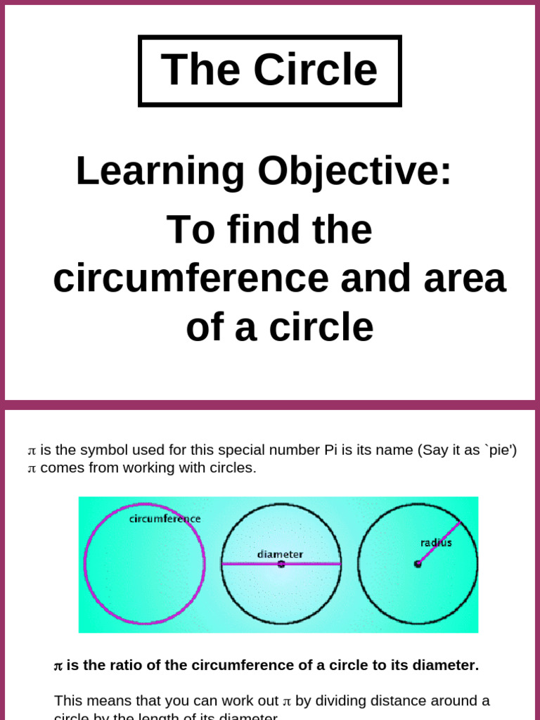 Circle Area and Circumference Guide | PDF | Area | Circle