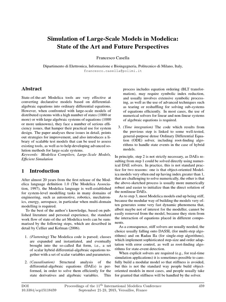 Simulation of Large-Scale Models in Modelica - State of The Art and ...