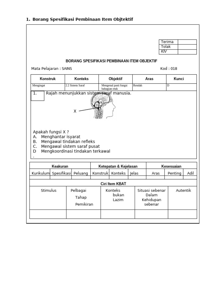 Bah. A Soalan Objektif | PDF