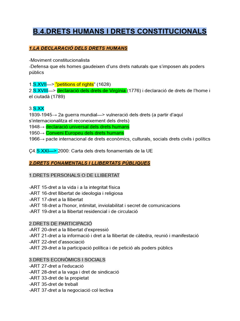 B.4.drets Humans I Drets Constitucionals | PDF