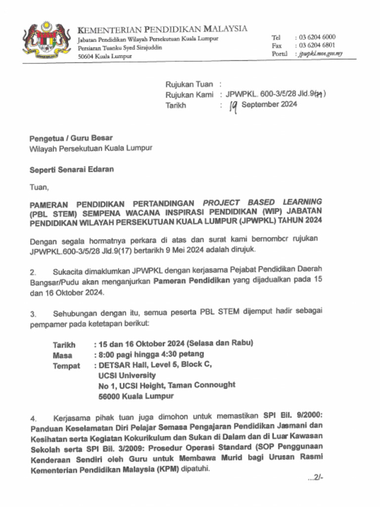 Pameran Pend Pertandingan PBL Stem Semperna Wacana JPWPKL THN 2024 | PDF